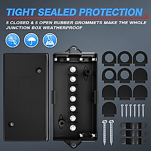 MICTUNING 7 Way Electrical Trailer Junction Box - 7 Gang Trailer Wire Connection Box Weatherproof for Rewiring Camper RV Caravans Boat Light 7 Way Trailer Wire Connectors