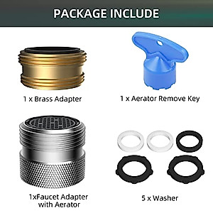iFealClear Brass Garden Hose Adapter Kit with Female Aerator, Faucet to Hose Adapter with Extra Brass Faucet Thread Adapter, Hose Adapter Connect from Faucet to Garden Hose Female to Male, Chrome