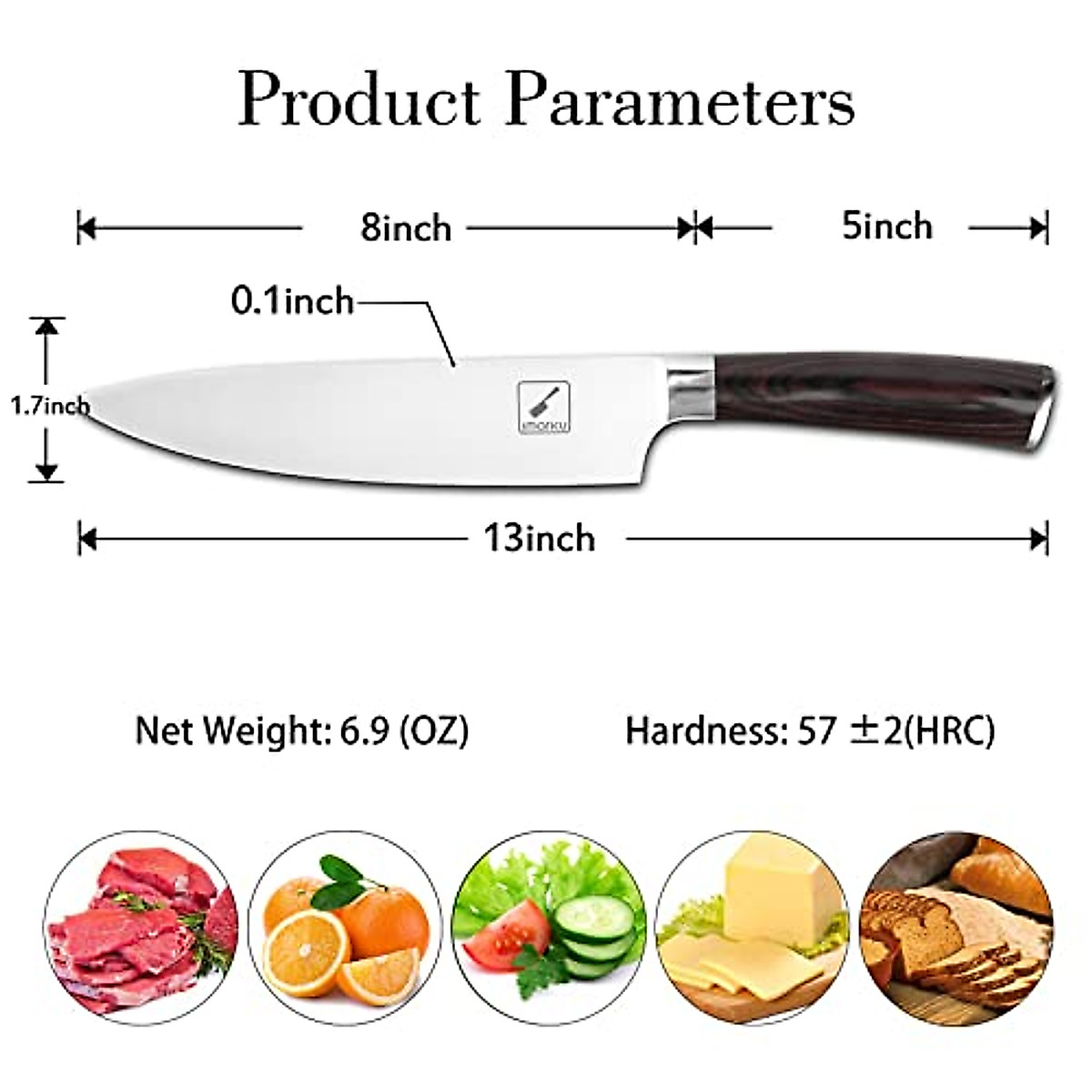 imarku Japanese Chef Knife & Bread Knife, Pro Kitchen Knife 8 Inch Chef's Knives, 10 Inch High Carbon Stainless Steel Professional Grade Bread Slicing Knife
