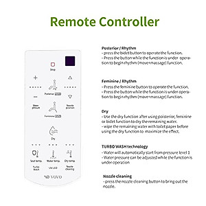 VOVO VB-4000SE Electric Smart Bidet Toilet Seat with Dryer, Heated Toilet Seat, Warm Water, Deodorization, LED, Full Stainless-steel Nozzle - White, Elongated