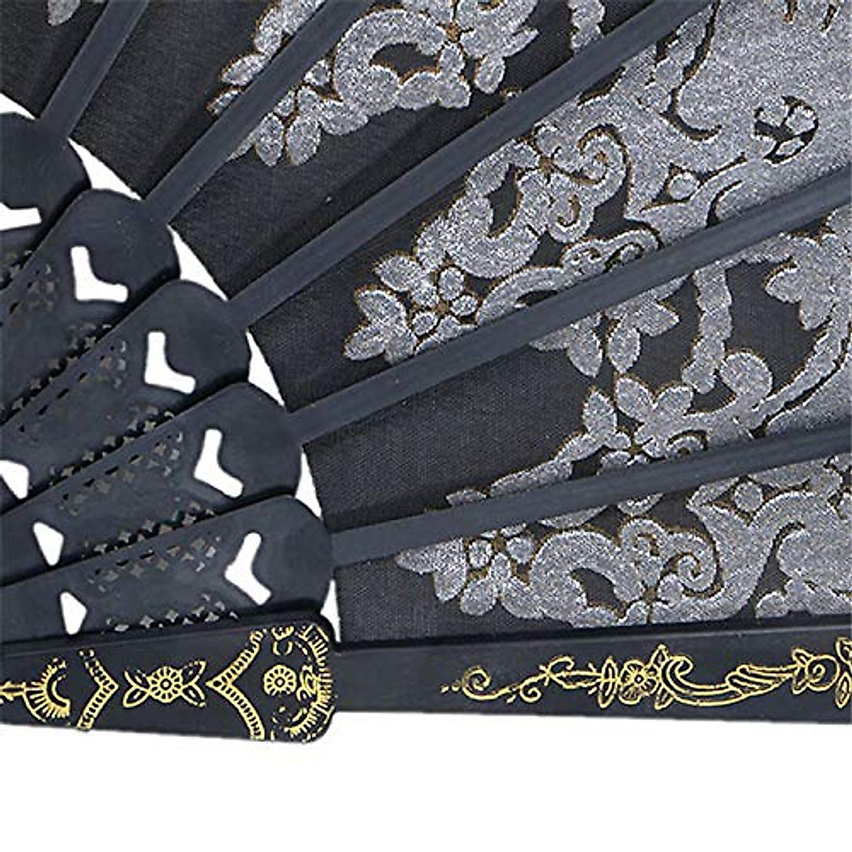 RAZZUM Folding Hand fansFolding Flower Lace Hand Held Fan，Luxury Fashion Hot Stamping Fan，Black Wedding Dance Party Silk Fans Chinese Fans Fan (Color : C)