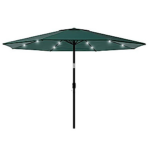 Pure Garden LED Patio Shade – 10 Ft Outdoor Umbrella with Steel Ribs, Solar Powered Lights, and Push Button Tilt - Backyard Canopy (Hunter Green)