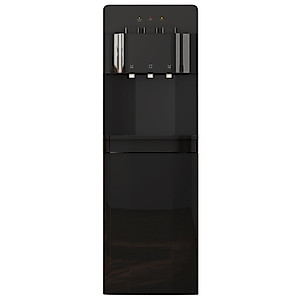 Tabu Hot & Cold Water Cooler Dispenser, Bottom Loading Holds 3 or 5 Gallon Bottle, with Anti-Scalding Design, Storage Cabinet and Child Safety Lock for Home, Office Use (Black)