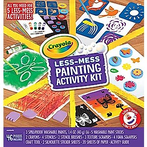 Crayola Less Mess Painting Activity Kit (46pcs), Kids Art Set, Washable Kids Paints, Gifts for Kids, Ages 4+