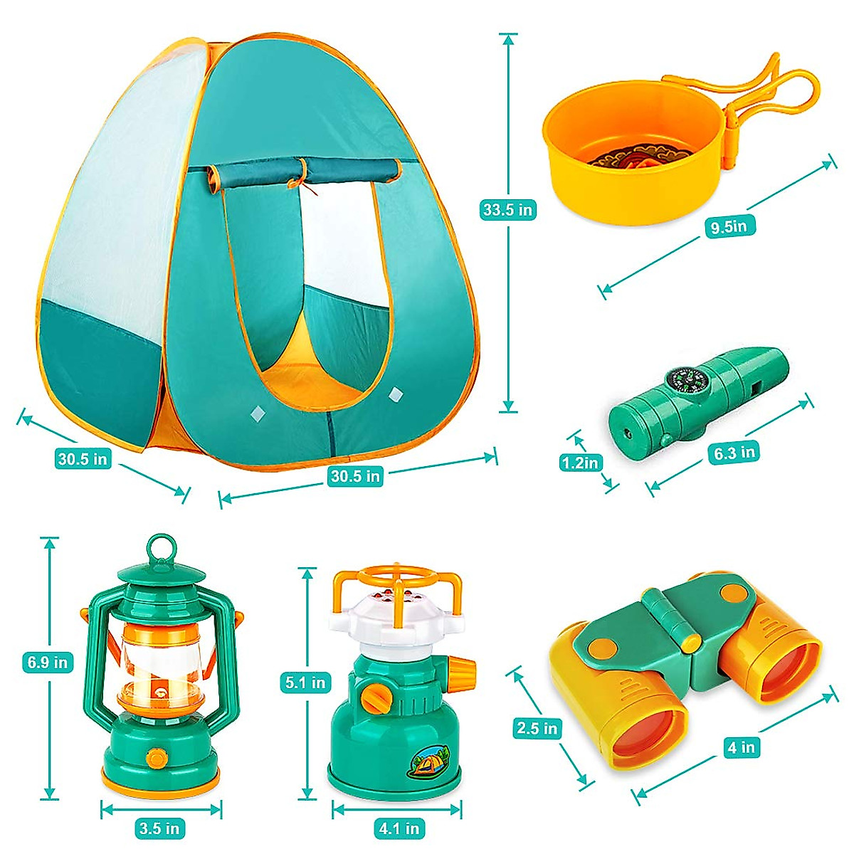 KAQINU Kids Camping Set, 33 PCS Pop Up Play Tent with Kids Camping Gear Toys, Indoor and Outdoor Camping Tools Pretend Play Set for Toddler Boys & Girls -