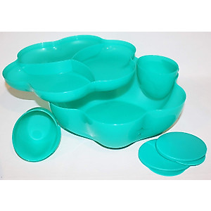Tupperware Chip N Dip with Dip Bowls 1.5 Gallon Teal