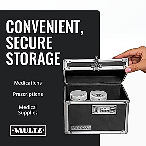 Vaultz Medicine Lock Box w/ Combination Lock - 5 x 7 x 5" Cabinet Safe, Black
