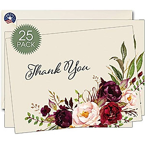 Funeral Thank You Cards - Sympathy Bereavement Thank You Cards With Envelopes - Message Inside (25, Rose)
