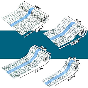 Threlaco 8 Rolls Tattoo Aftercare Bandage Adhesive Waterproof Bandage Transparent Film Dressing Skin Tape Cover Dressing Tape Roll for Tattoo Supplies Swimming Shower, 2" 3" 4" 6" x 2.2 Yard
