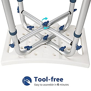 Zler Shower Chair with Back, 500lb Heavy Duty Shower Bench for Inside Shower, Anti-Slip Shower Chair for Bathtub, Tool Free Shower Chair for Senior, Handicap & Disabled