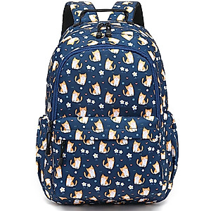 Leaper Girls Kawaii Laptop Backpack for School Boys Backpack Kids Travel Backpack Women Bookbag Cute School Bag College Bag Cat Dark Blue