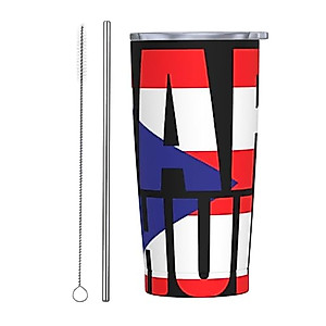 VKKOEWL Puerto Rico Flag Stainless Steel Insulated Tumbler 20 Oz Travel Water Bottle Coffee Mug Drink Cup With Lid Straw