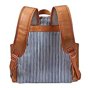 JJ Cole Popperton Boxy Backpack Diaper Bag, Ticking Stripe
