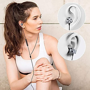 HOISTAC Wired Earbuds with Microphone, in-Ear Headphones, 3.5mm Extra Bass Earbud Headphones, Memory Foam, Custom Earbuds (S/M/L), Compatible with iPhone, iPad, Android, Laptop, MP3