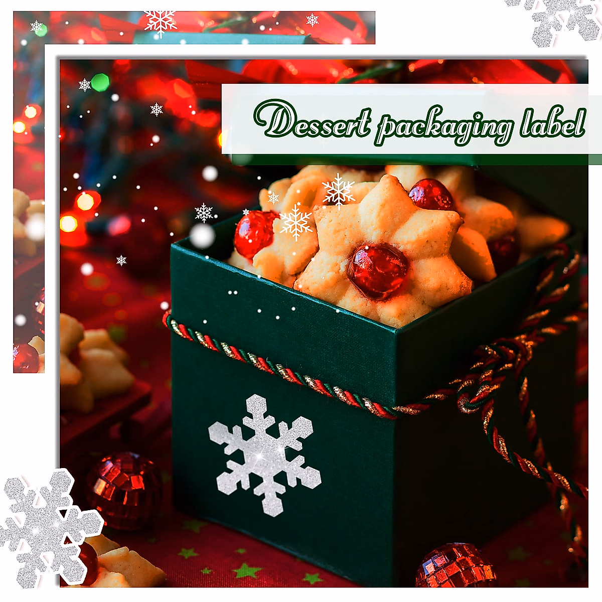 240 Pieces Christmas Envelope Seal Stickers Glitter Snowflake Stickers Christmas Snowflake Envelope Seals Snowflake Invitation Seals Xmas Envelope Decals Glitter Seal for Christmas Mail (Silver)