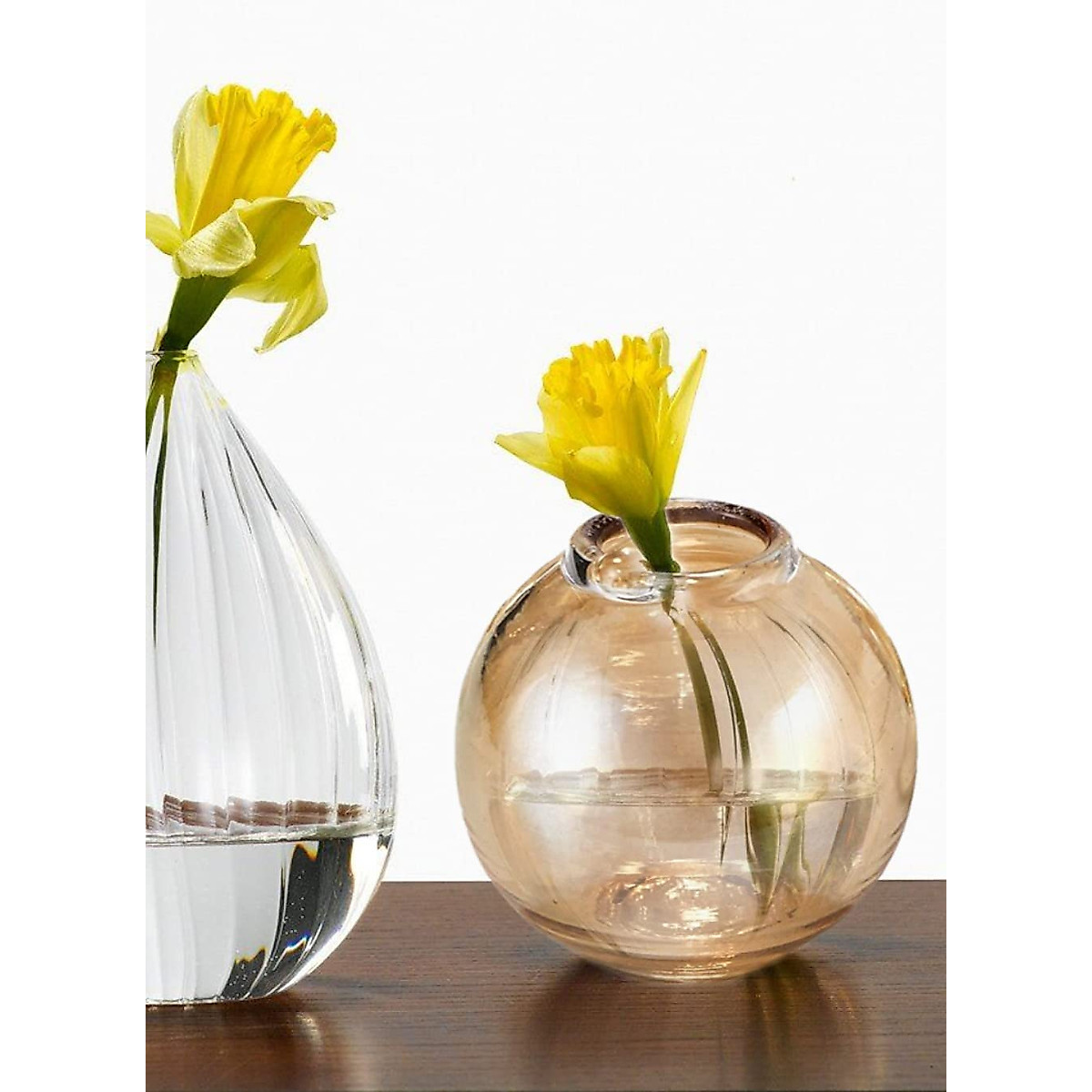 Serene Spaces Living Set of 48 Amber Luster Ball Glass Bud Vase, Short Vases for Centerpieces for Home Decor, Events, Weddings, Measures 3" Tall & 2.75" Diameter