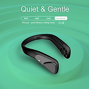 Neck Fan, 5000mAh Foldable Bladeless Neck Fans Portable Rechargeable, 3 Speeds Adjustment 360° Cooling Airflow, Hands Free Wearable Personal Fan, USB Powered, Portable Fan for Travel Outdoor-Black