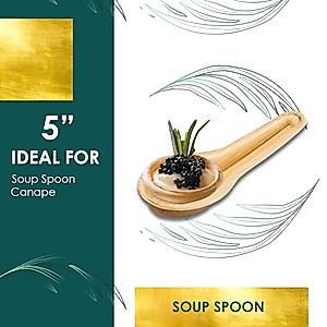 Planet Pantry Disposable Palm leaf Cutlery Wooden Bamboo-Like Paper and Plastic Alternative Eco-Friendly for Food, Party, Buffet (5" Soup Spoon, 50)