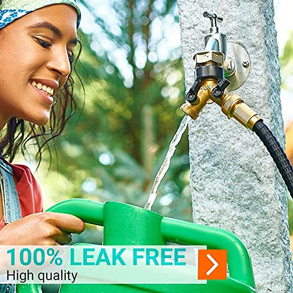 Hose Splitter 2 Way Heavy Duty - Garden Hose Splitter Brass - Water Hose Splitter with Comfortable Grip - Garden Y Hose Splitter 2 Way Metal Body for Outdoor and Indoor Use, Plus 3 Extra Washers