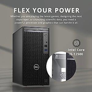 Dell OptiPlex 3000 Full Size Tower Business Desktop, Intel Core i5-12500 Processor, 64GB DDR4 RAM, 4TB PCIe SSD, DVDRW, Ethernet, WiFi Adapter, KB& Mouse, Windows 11 Pro, Black
