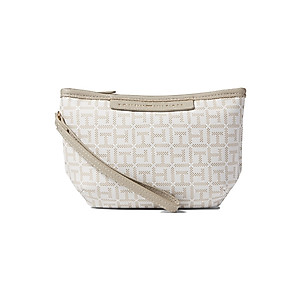 Tommy Hilfiger Diana II Half-Moon Wristlet Coated Square Monogram Ivory/Clayed Pebble One Size