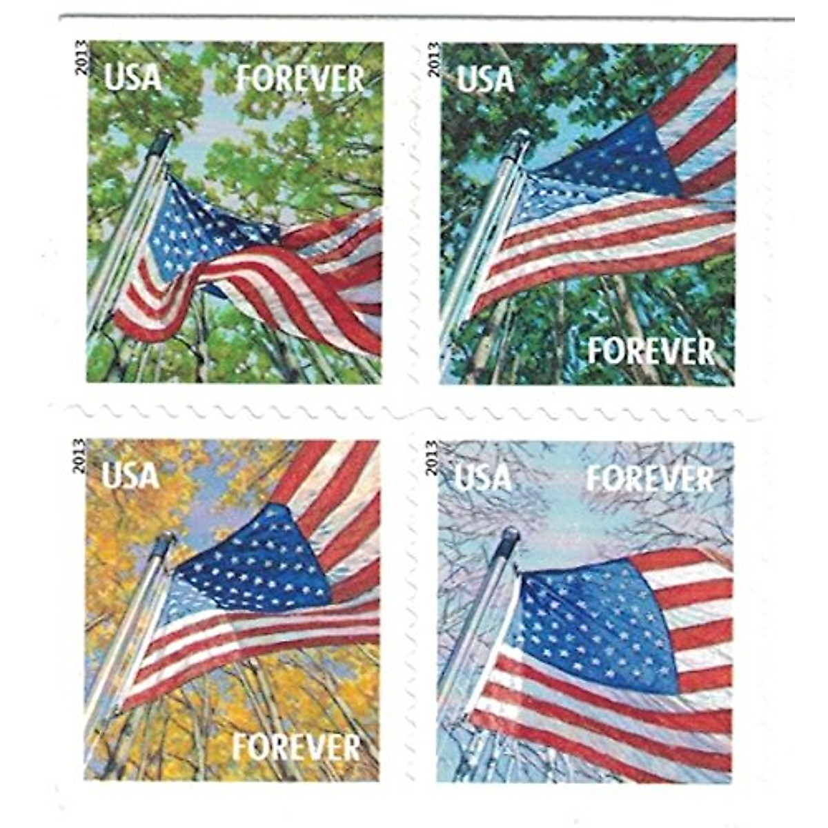USPS Flags for All Seasons Forever Stamps 100 Stamps (5 Books of 20)