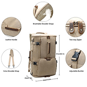 G-FAVOR 40L Travel Backpack, Vintage Canvas Rucksack Convertible Duffel Bag Carry On Backpack Fit for 17.3 Inch Laptop Bag