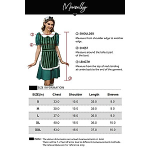 Maisolly Halloween Women's Short Sleeve Maid Haunted mansion Castmember Cosplay Party Costume Outfit L
