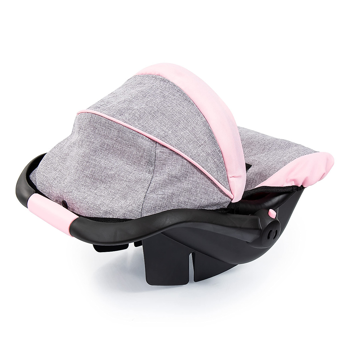 Bayer Design 67933AA Toy, Car Seat Easy Go for Neo Vario Pram with Cover, Doll Accessories, Pink, Grey with Butterfly,Grey/pink, for dolls up to 18"