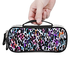 Abstract Leopard Animal Print PU Leather Pencil Pen Case Organizer Travel Makeup Handbag Portable Stationery Bag