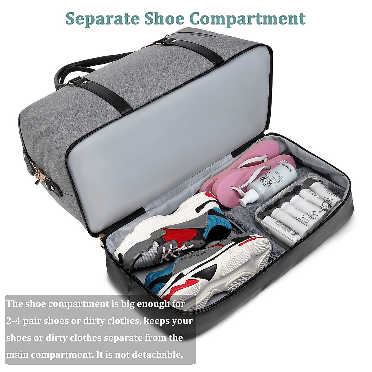 Weekender Bags for Women Oversized Travel Bag Womens Overnight Bag Mens Duffle Bag Large Size with Shoe Compartment