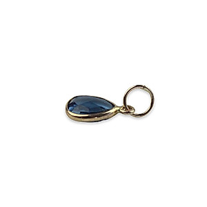 London Blue Topaz Rose Cut Charm 7x6 Irregular Shape Handmade In 14k Yellow Gold 0.85 Carats