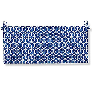 Grouchy Goose Cubed Blue Bench/Porch Swing Indoor/Outdoor Cushion, 1 Count (Pack of 1)