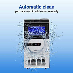 Artidy Commercial Ice Maker Machine, 100LBS/24H Clear Square Ice Cube,33LBS Ice Storage Capacity with Auto Clean and LED Temperature Display for Home,Restaurant,Bar,Coffee Shop,Kitchen