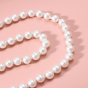 Merdia Elegant Women Lady Long White Sweater Created Pearl Necklace Beaded necklace