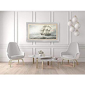 Deco TV Frames - Contemporary Silver Smart Frame Compatible ONLY with Samsung The Frame TV (32", Fits 2021-2023 Frame TV)
