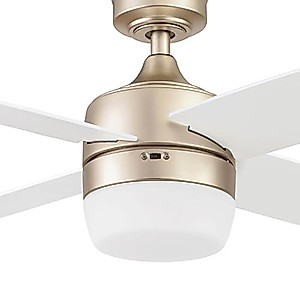 Prominence Home Atlas, 44 Inch Modern Indoor LED Ceiling Fan with Light and Remote Control, Dual Mounting Options, Dual Finish Blades, Reversible Motor - 51470-01 (Champagne)