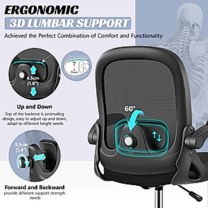 AtHope Drafting Chair, Tall Office Chair Ergonomic Standing Desk Chair,with Adjustable Footrest Ring, 3D Lumbar Support, Flip-up Armrests, Swivel Desk Stool for Drawing Working (Black)