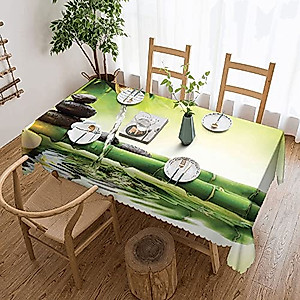 feprena Spa Rectangle Tablecloth Waterproof Table Cloth,Basalt Stones Theraphy Relaxing,Kitchen Dinning Tabletop Decoration, Table Cover for Outdoor and Indoor Use,54 x 72Inch Multicolor