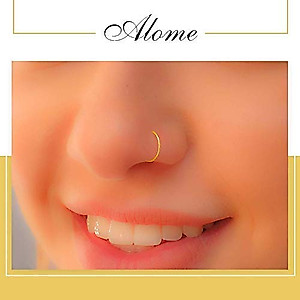 Set of 2 Faux Clip-On Nose Rings 20g - 925 Sterling Silver & 14k Gold Filled - No Piercing Needed Nose Ring