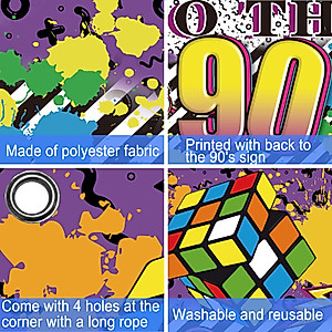 72.8 x 15.7 inches Sign Back to The 90s Theme Party Banner Decorations, Retro 90's Hip Hop Graffiti Backdrop Party Supplies, Throwback 90s Birthday Party Yard Sign Decor