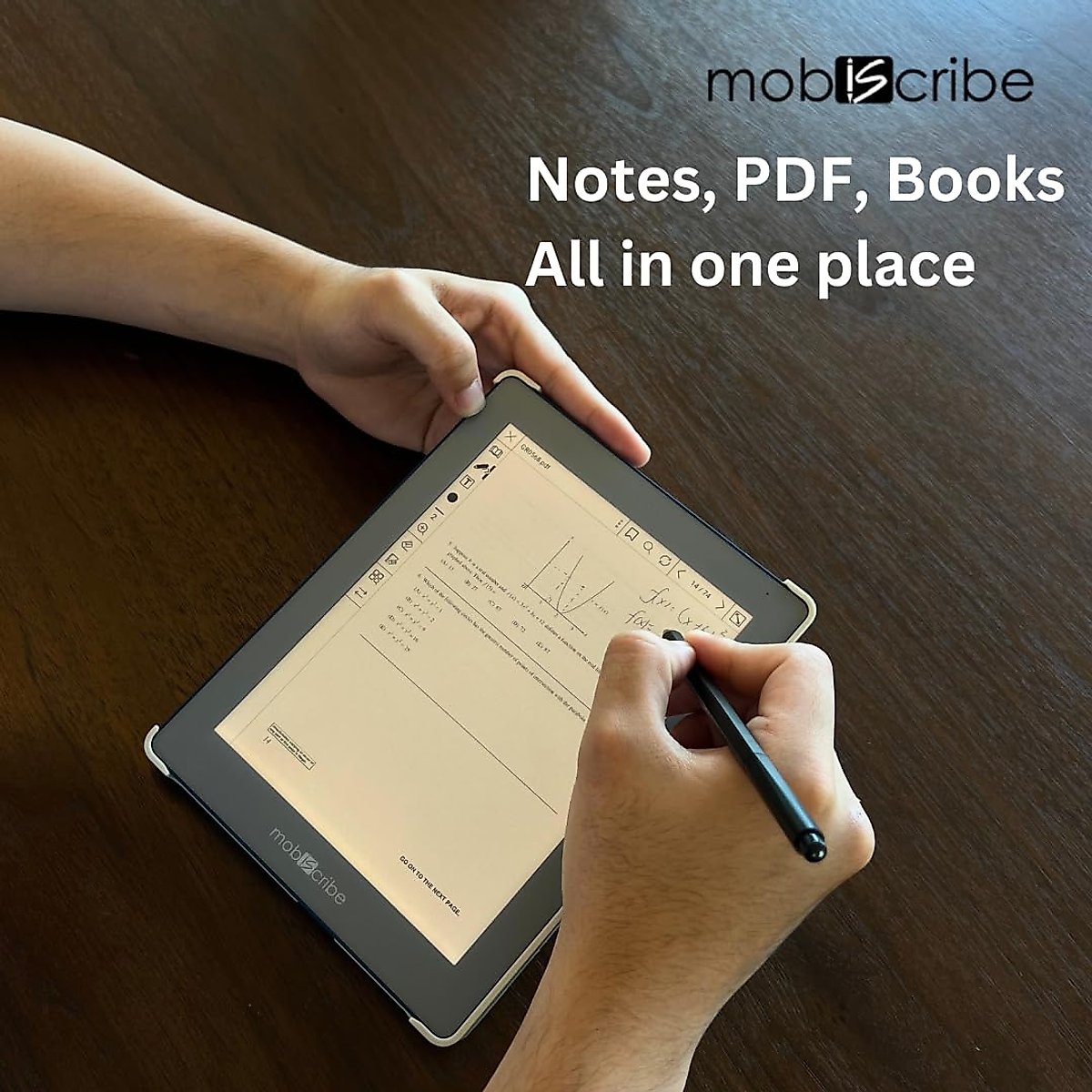 MobiScribe Wave - Black & White | 7.8" 64GB Waterproof E-Book Reader for Reading, Writing & Sketching | Glare-Free Paper-Like Display | Bluetooth Enabled | Includes Stylus only | No Cover