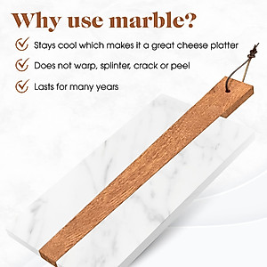 American Atelier Modern Rectangular Marble Cutting Board | Marble Cutting Boards for Kitchen | Marble Charcuterie Board | Marble Cheese Board | Marble Slab for Cheese, Charcuterie, Bread, & More