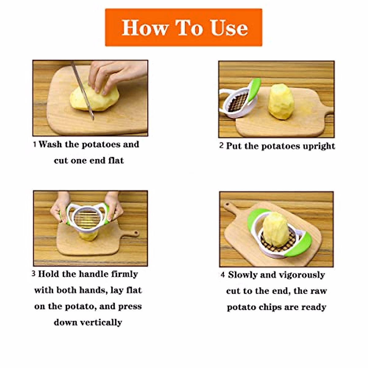 Govdune Potato Fries Cutter Machine, Multi- purpose Stainless Steel Carrot Vegetable Potato Slicer Apply to Restaurant Home Kitchen, French Fry Cutter Handheld