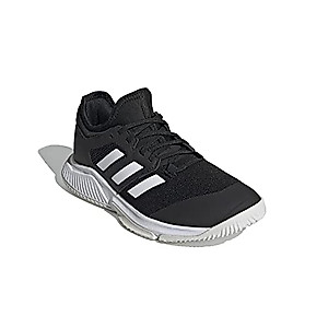 adidas Women's Court Team Bounce Volleyball Shoe, Black/White/Silver Metallic, 8.5