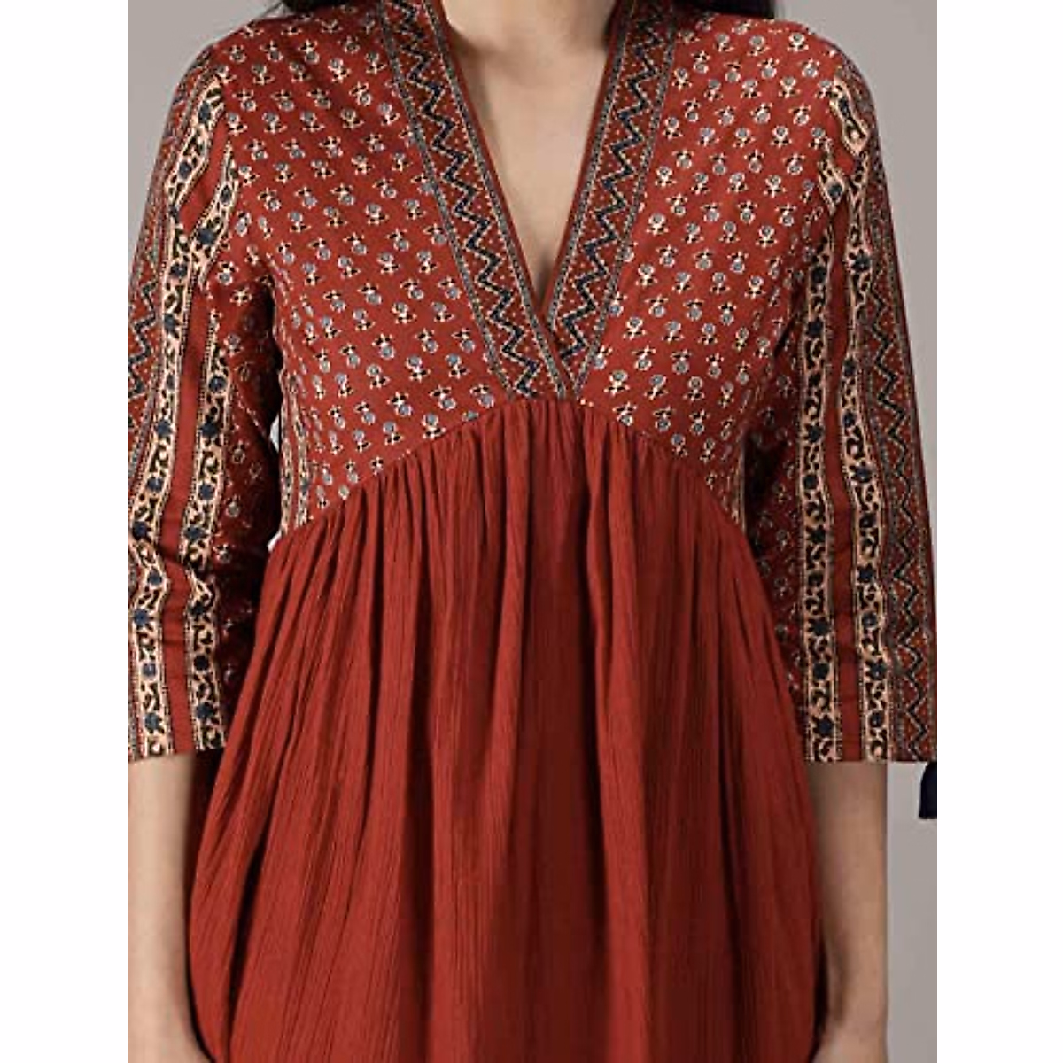 FIDOZA Women's Rayon Printed Anarkali Embroidery Kurti | Pakistani Style Rayon Printed Kurti For Women | Ready to wear (Maroon, S)