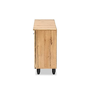 Baxton Studio Gisela Modern and Contemporary Oak Brown Finished Wood 3-Door Shoe Storage Cabinet