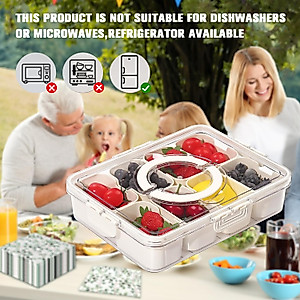 KocelFir Snack Box Container, Divided Serving Tray with Lid and Handle Snackle Box Container, Snack Organizer for Adults Fruit Tray, Veggie Tray, Perfect for Party, Entertaining