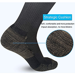 APTYID Men's Moisture Wicking Cushioned Crew Work Boot Socks, Size 9-12, Black, 4 Pairs