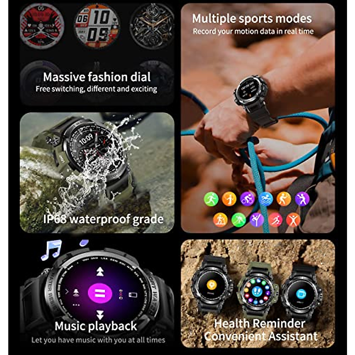 Smart Watches for Women Men,Smartwatch with Blood Pressure, Blood Oxygen Monitor, IP68 Waterproof Fitness Tracker 1.32" HD Screen Sleep Monitor Health Tracker Watch for iOS&Android System (Green)